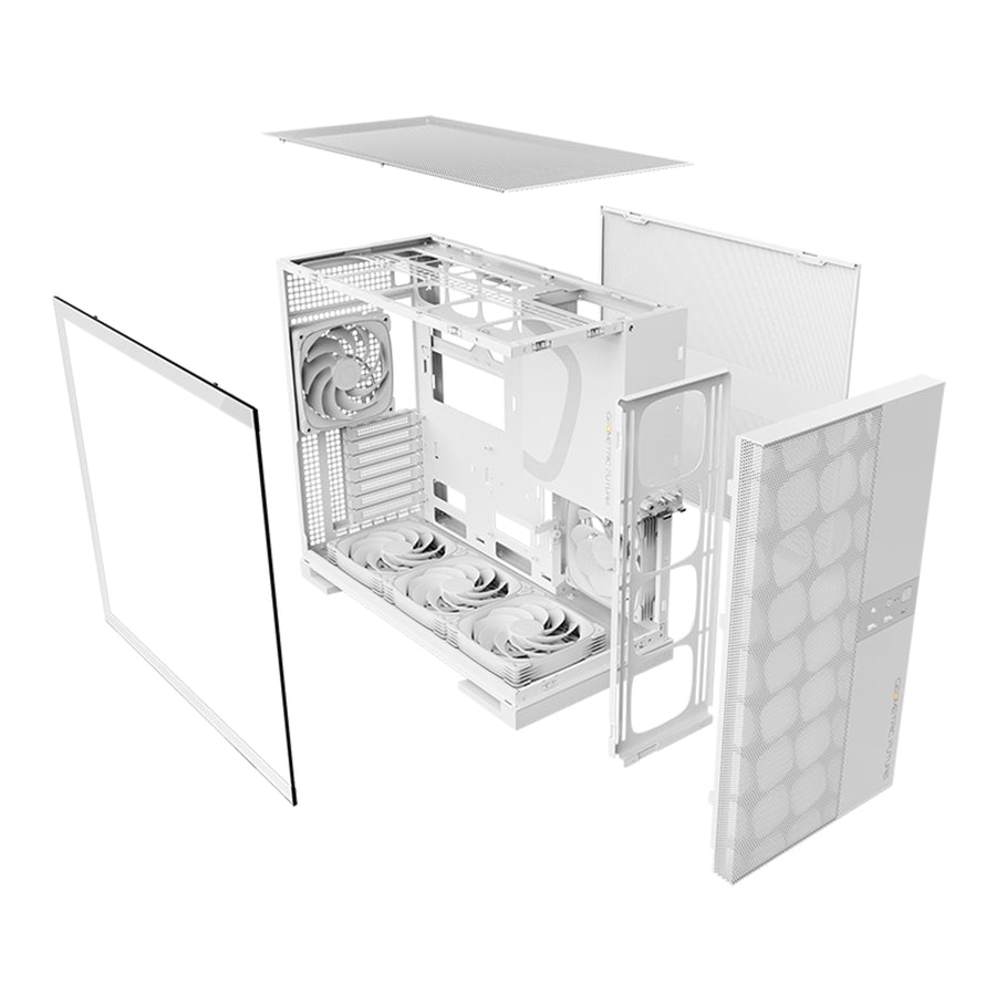 Geometric Future Model 5 Vent ATX Mid Tower Mesh Case 5 Fans - White ...